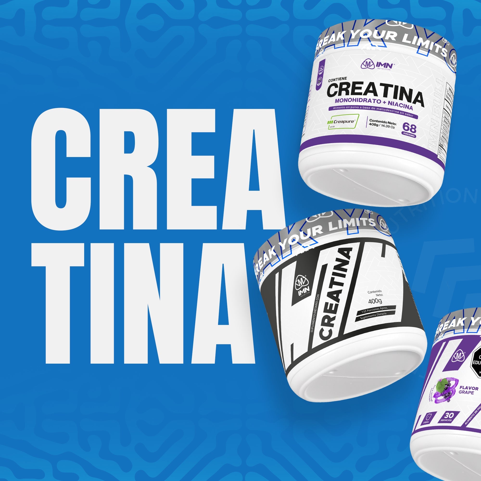 Creatina IMN | Informed Choice + INVIMA | 400g, 500g, IMN Bull